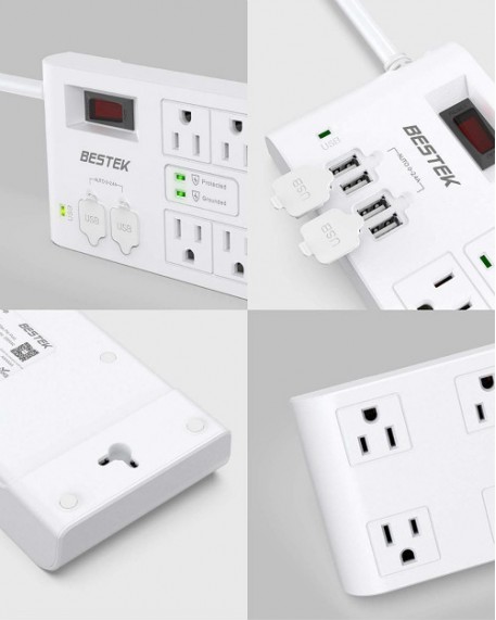BESTEK Power Strip 2000 Joules with 15A 125V AC 8-Outlet