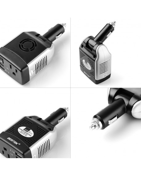 150W Power Inverter Car Charger with 2 USB Charging Ports (3.1A Shared)