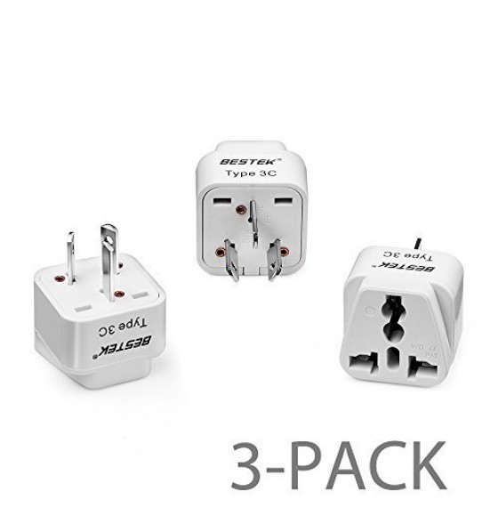 BESTEK 3 Pack Type I Plug Adapter Travel Adapter for Australia/China