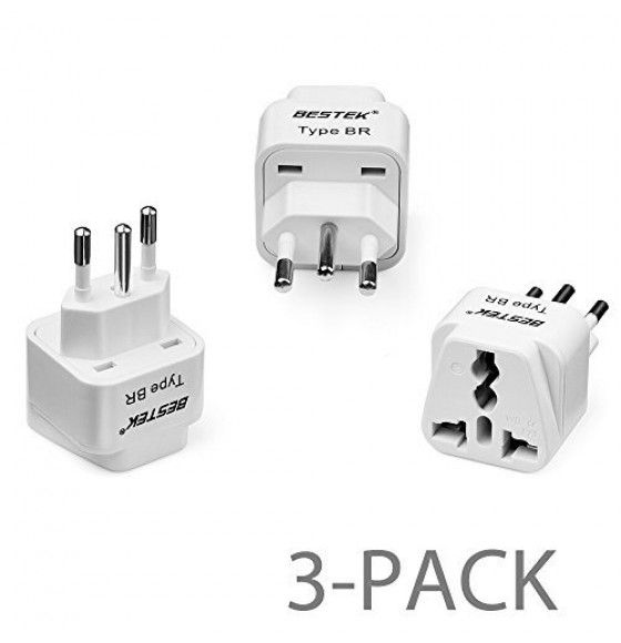 Grounded Universal Travel Plug Adapter for Brazil-3Pack