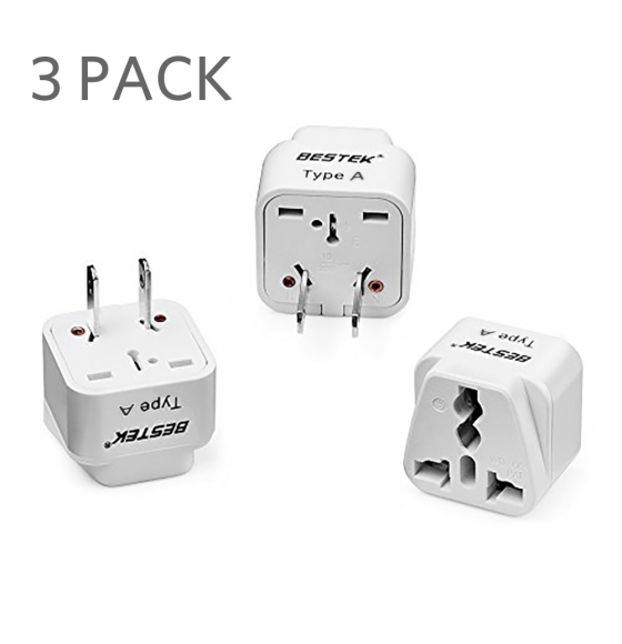 BESTEK 3 Pack Type Japan Plug Adapter USA to Japan Travel Adapter